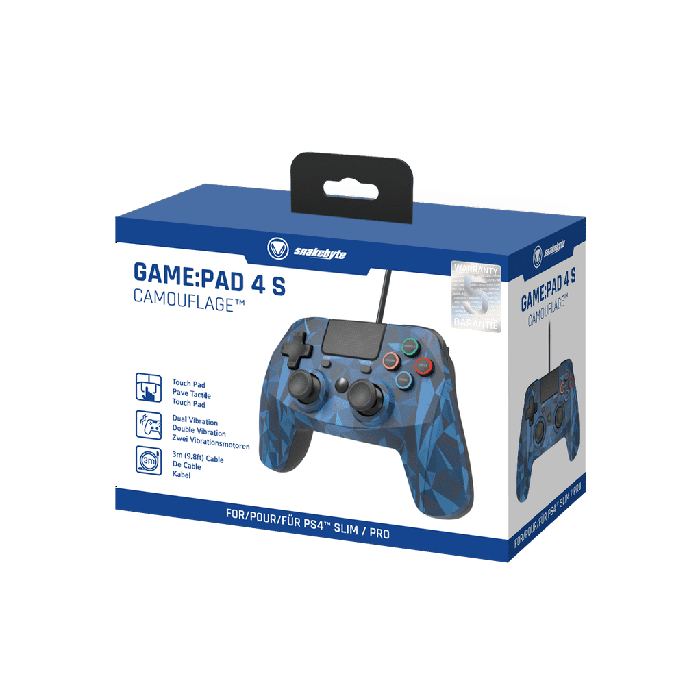 Snakebyte PlayStation 4 Game: Pad 4 S Wired Controller, Blue Camo ...