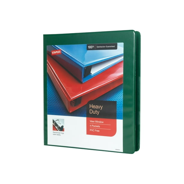 Staples Heavy-Duty - Presentation ring binder - for 220 sheets - green ...