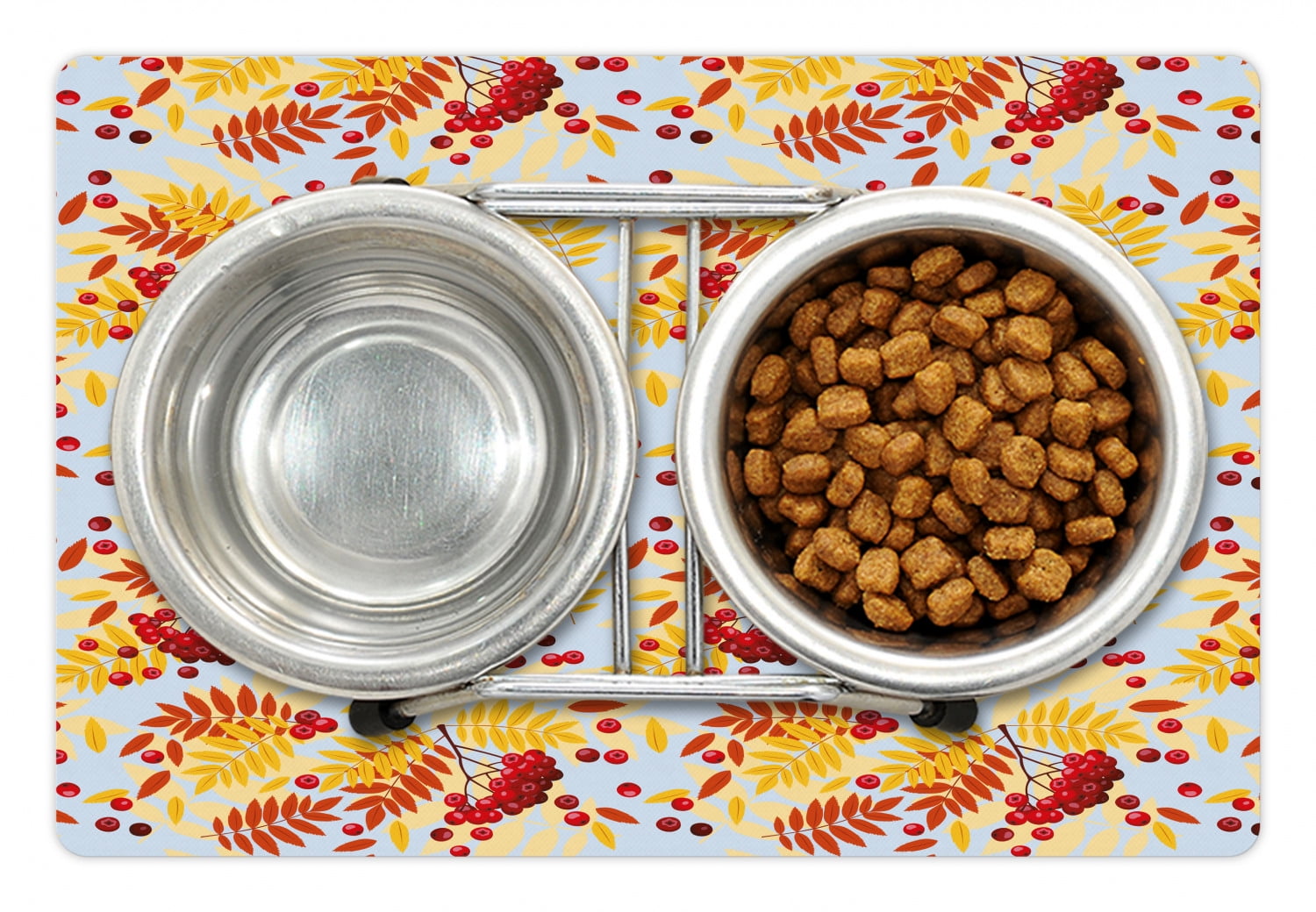 Rowan Pet Mat for Food and Water, Ripe Rowan Bunch of Berries with ...