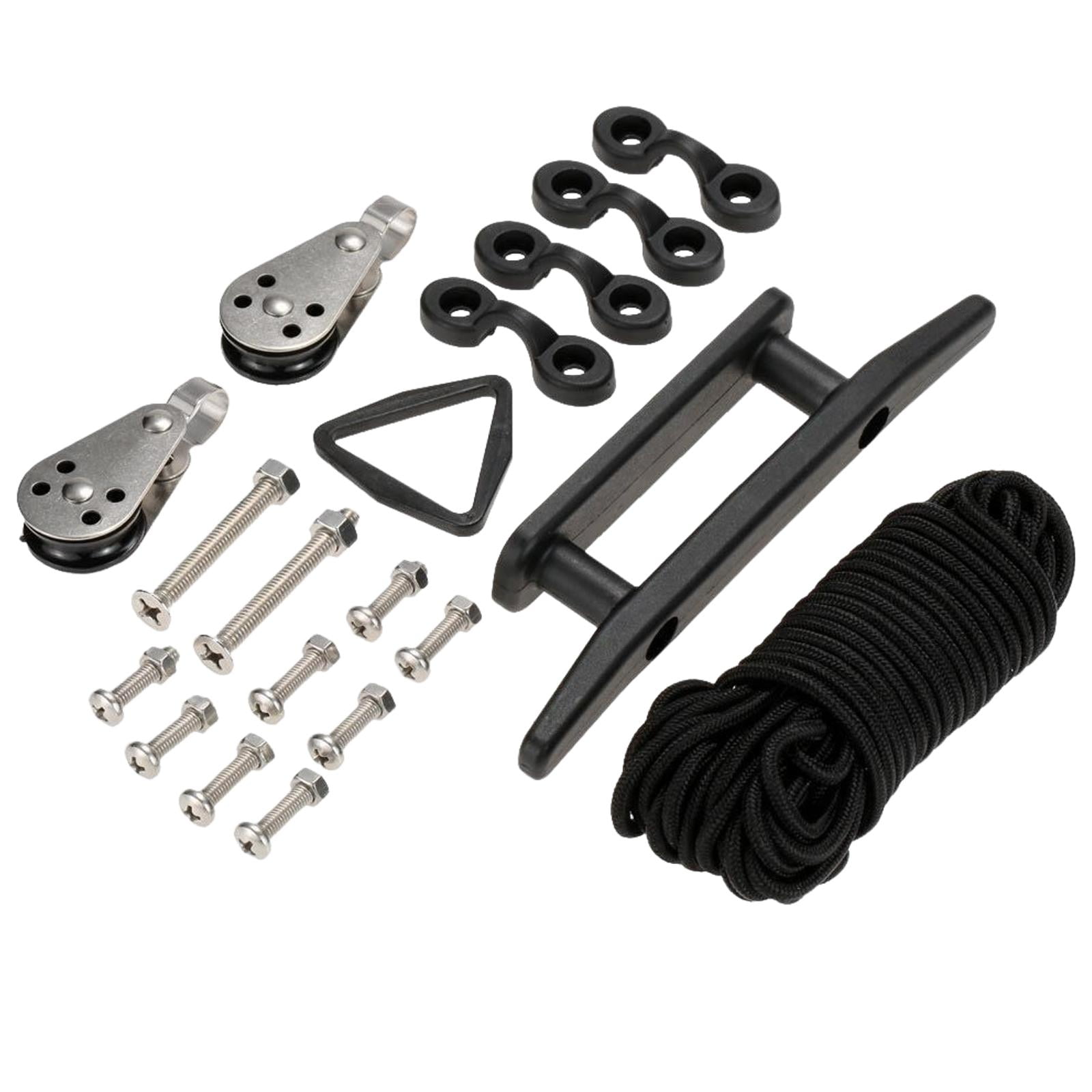Kayak Anchor Trolley W/ Rope Cleat Pulleys Rope Stainless Steel ...
