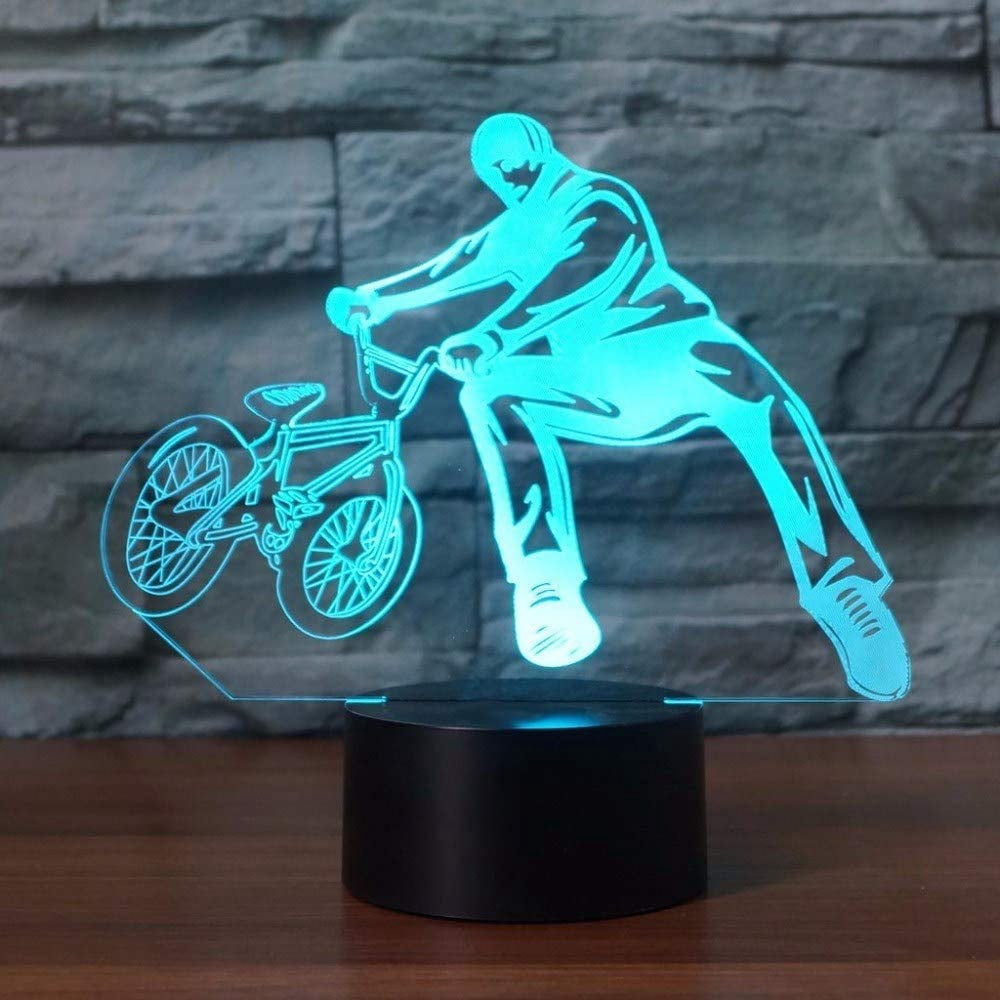 YSITIAN 3D Night Lights 3D BMX Trickster Table Lamp Bedside Decor ...