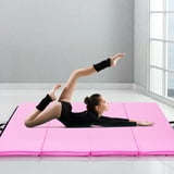 Costway 4'x6'x2'' Gymnastics Mat PU Thick Folding Panel Gym Pink ...