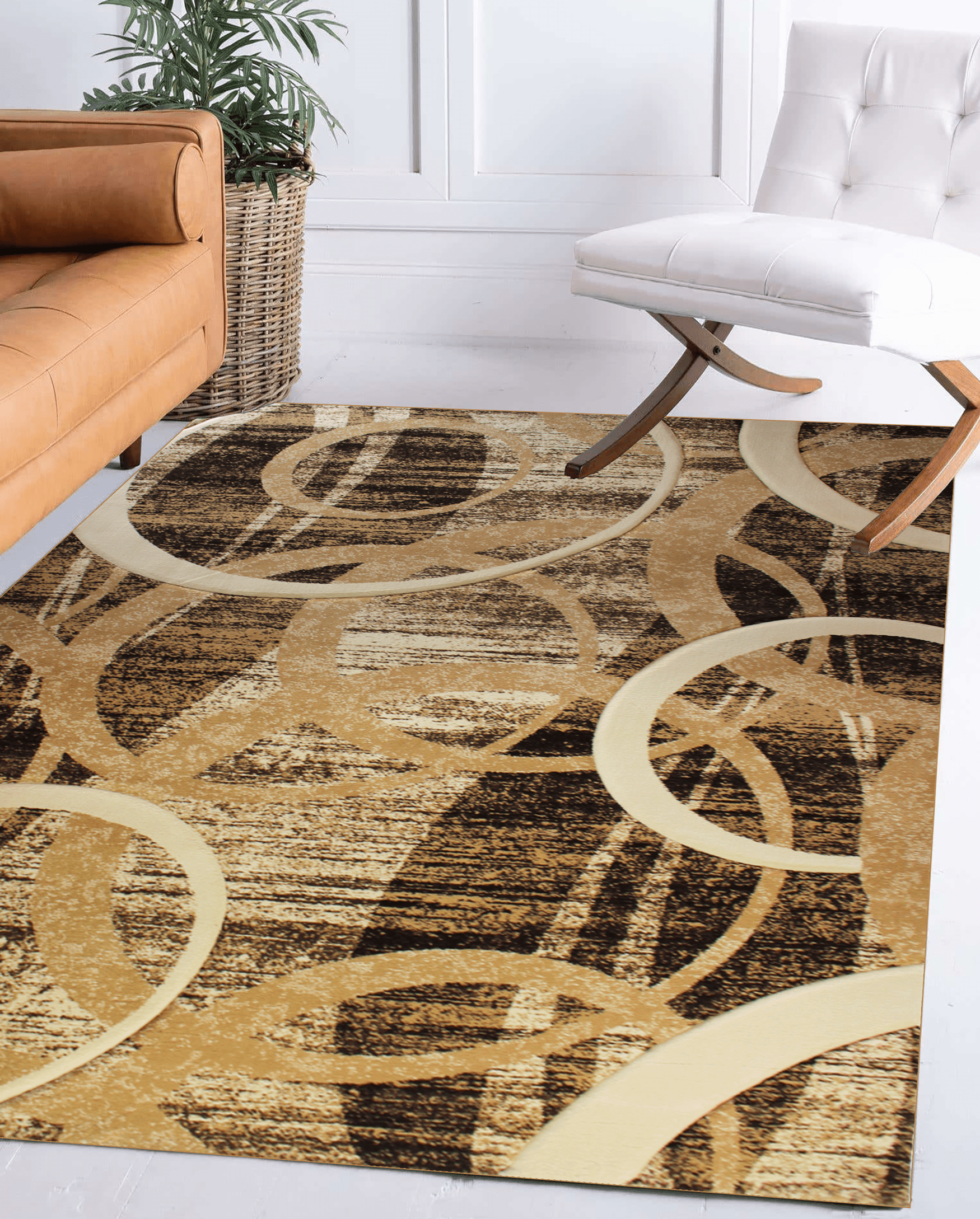 Chester Abstract Beige/White Area Rug - Walmart.com