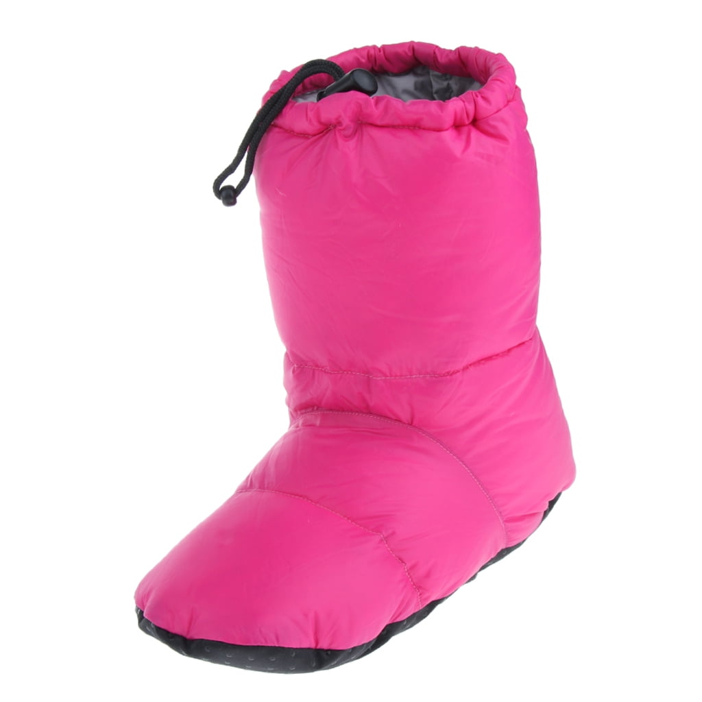 White Down Slippers Winter Warm Camping Tent Foot Booties Rose Red XL ...