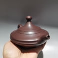 Asian Clay Tea Pot Purple Kitchen Cute Bead Knob Flat Round Layered Low ...
