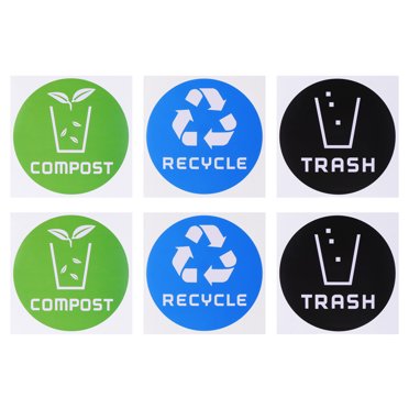 Uxcell 4 Pcs Recycle Sign Decals Recycle and Trash Symbols Sticker for ...