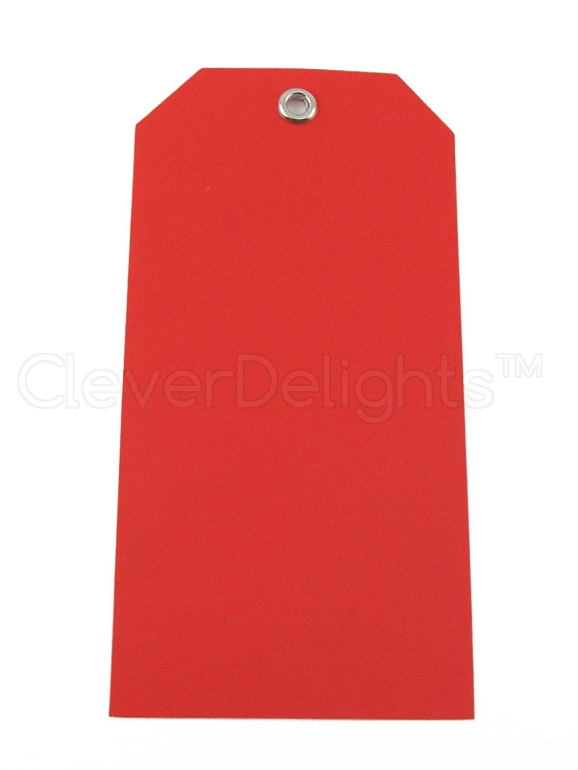 100 Pack - CleverDelights Red Plastic Tags - 4.75" x 2.375" - Tear ...