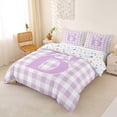 Catabedysis Purple Bows Letter Print Duvet Cover Queen,Geometric Plaid ...