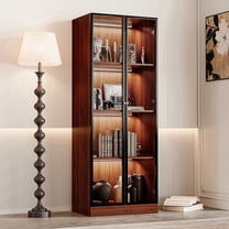 ATJafurn 63''H Glass Display China Cabinet Liquor Curio Shelves, Mid ...