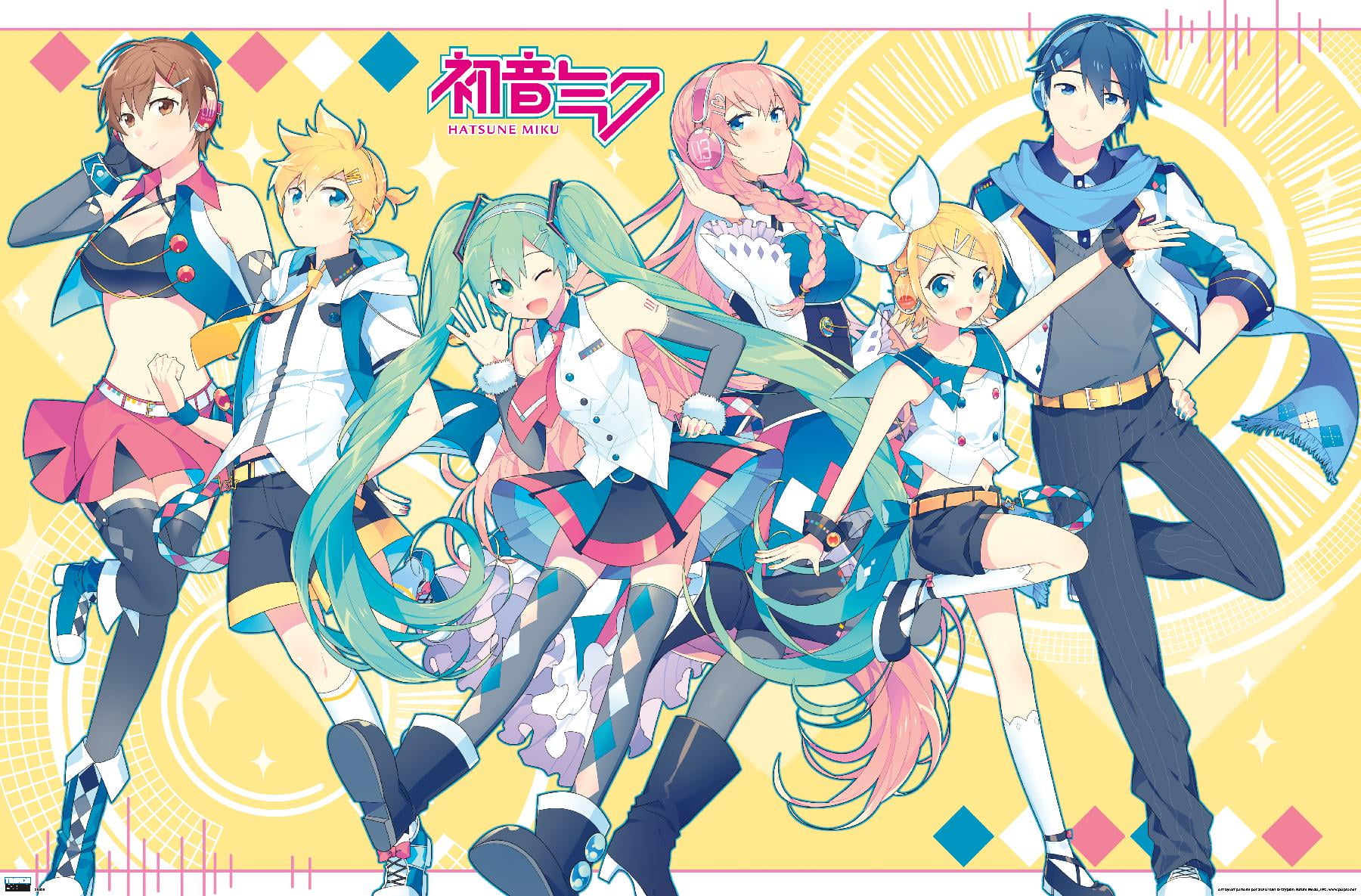 Hatsune Miku - Yellow Group Wall Poster, 14.725" x 22.375" - Walmart.com