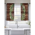 Hello Spring Sheer Curtains 2 Panels Set Green Leaf Plant Black Plaid ...
