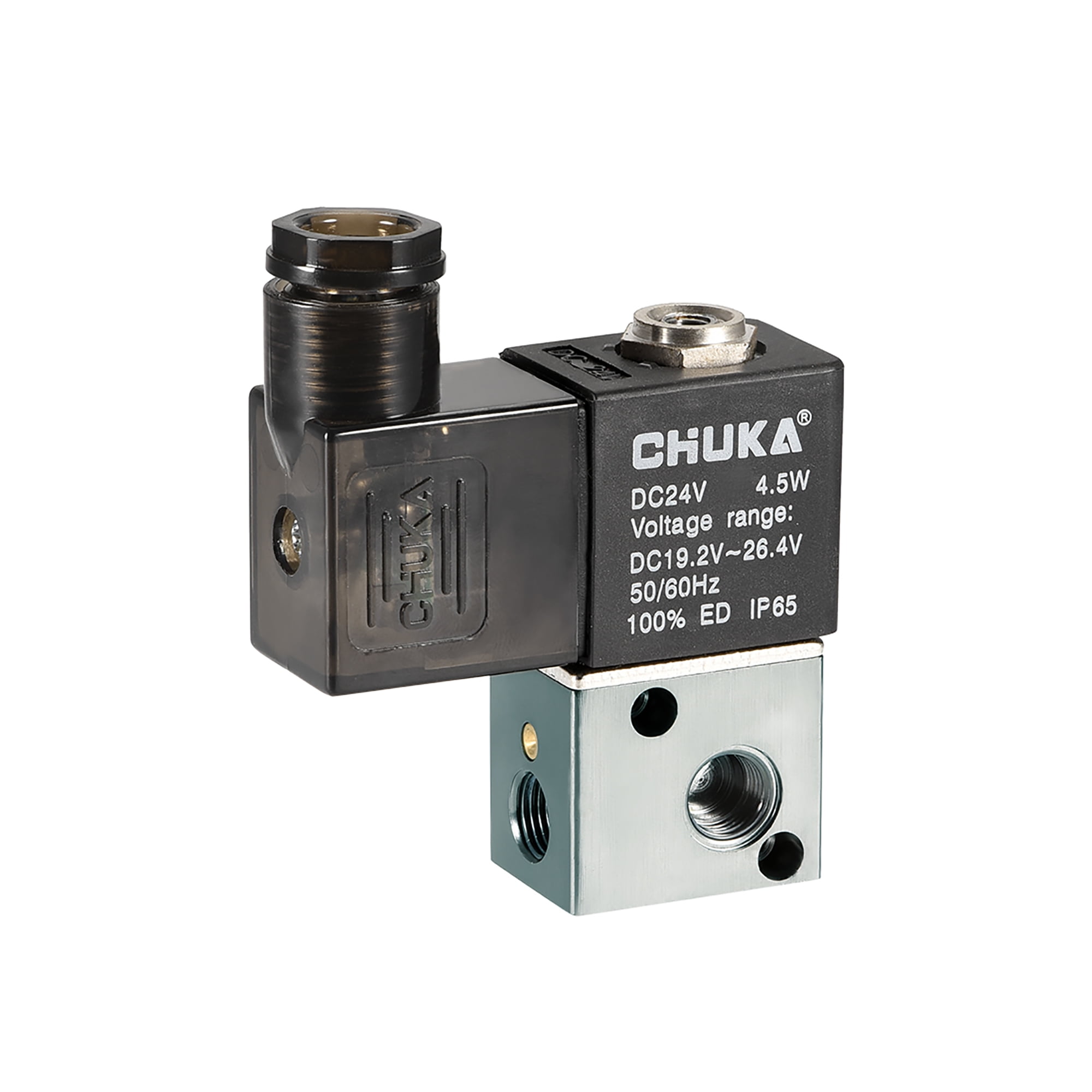 3V1-06 Air NC Single Electrical Solenoid Valve DC 24V 3 Way 2 Position 1/8" PT Thread Internally ...