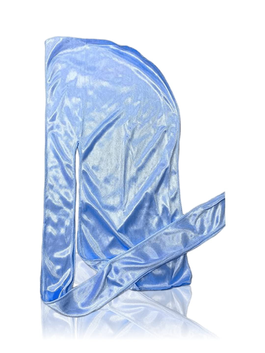 Premium Blue Silky Durag with Long Wide Tails and Quadruple Stitching ...