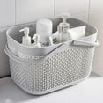 Grey Plastic Bathroom Storage Basket with Handle for Body Wash, Shampoo ...