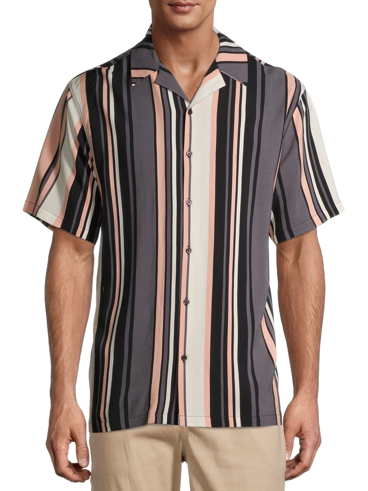 No Boundaries Men's Short Sleeve Printed Rayon Shirt - Walmart.com