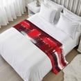 Abstract Art Bed Runner King Size Vintage Red Gray Mottled Color Block ...