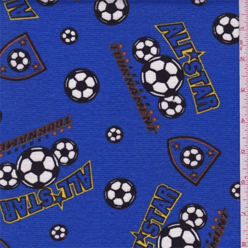 Royal Blue Soccer Print Knit Cotton, Fabric By the Yard - Walmart.com