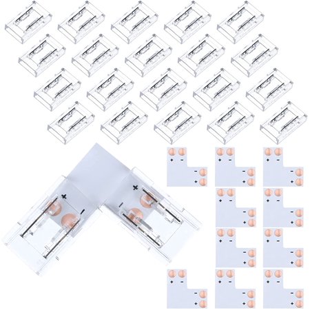 30 Pieces COB LED Light Strip Connectors 2 Pin 8mm No Soldering L Shape ...