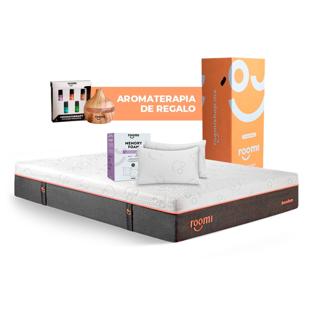 Colchón Matrimonial Roomi Freedom Más 2 Almohadas y Kit Aromaterapia ...
