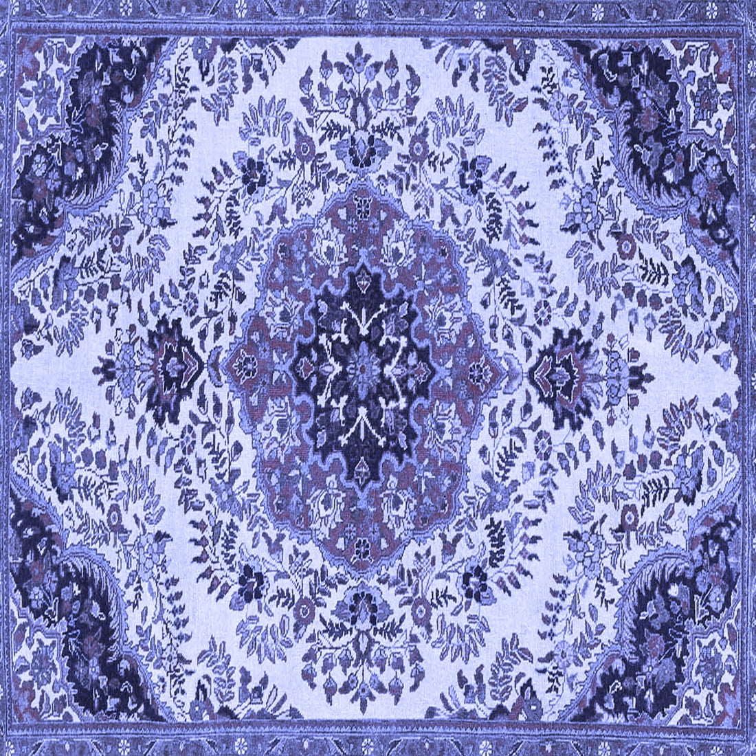 Ahgly Company Indoor Square Medallion Blue Traditional Area Rugs, 6 ...
