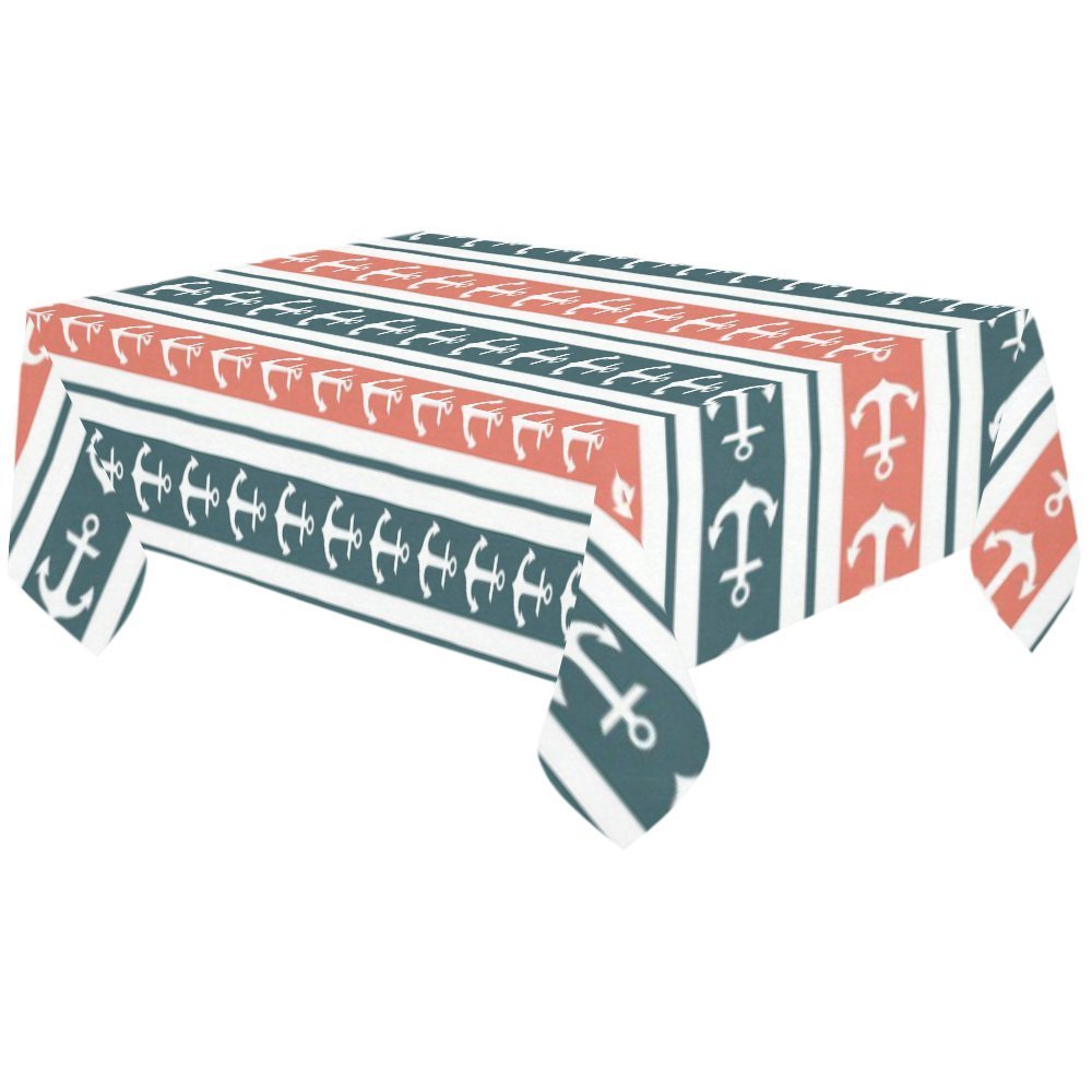 MYPOP Seamless Anchor Cotton Linen Tablecloth 60x120 inches Tablecover ...