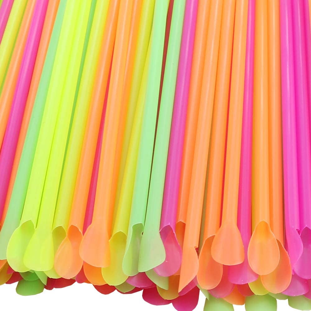 Happon Snow Cone Spoon Straws, 300 Pcs Disposable Ice Cream Shaved Ice ...