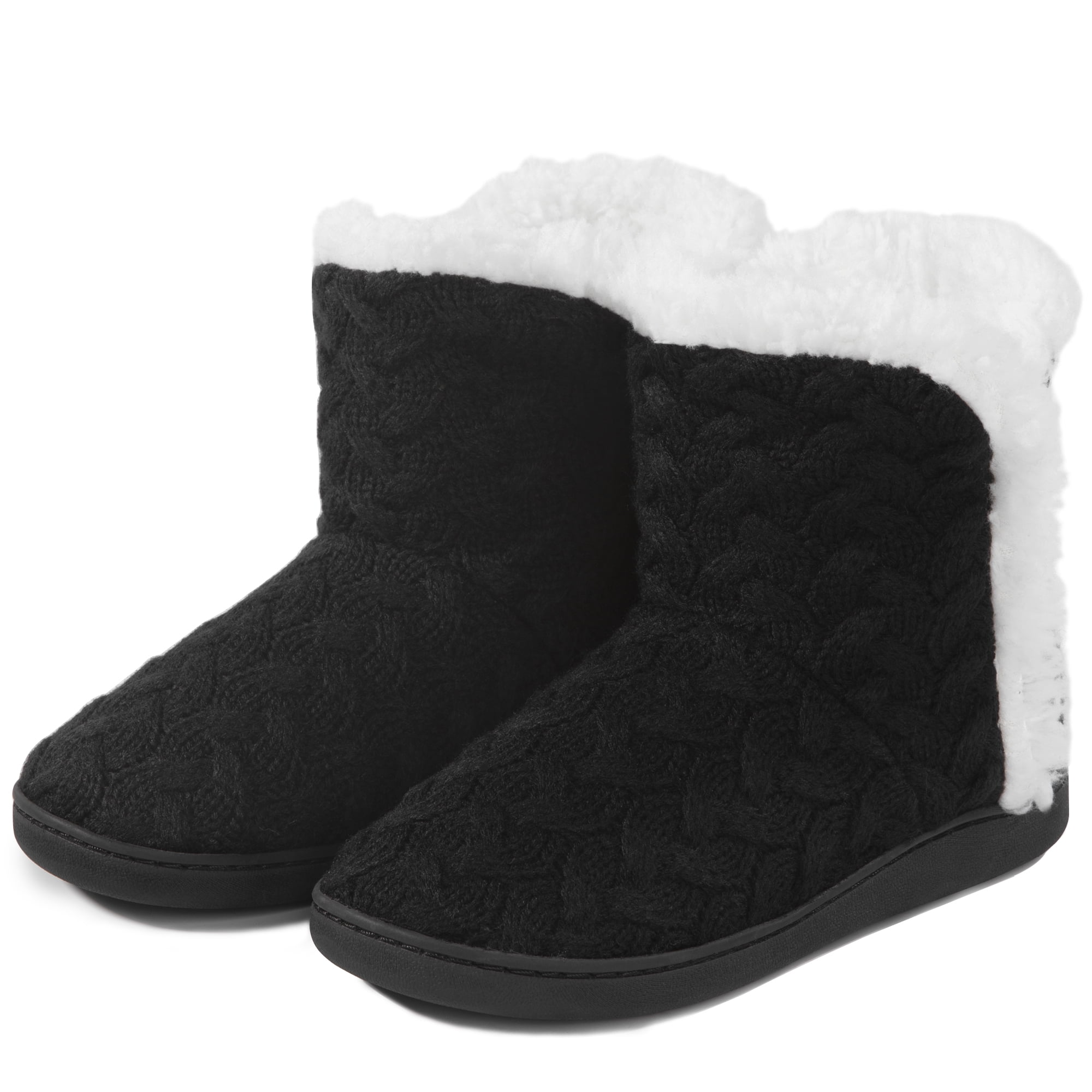 HOMEHOT Womens Bootie Slippers Warm Fluffy Faux Fur Slippers Memory ...