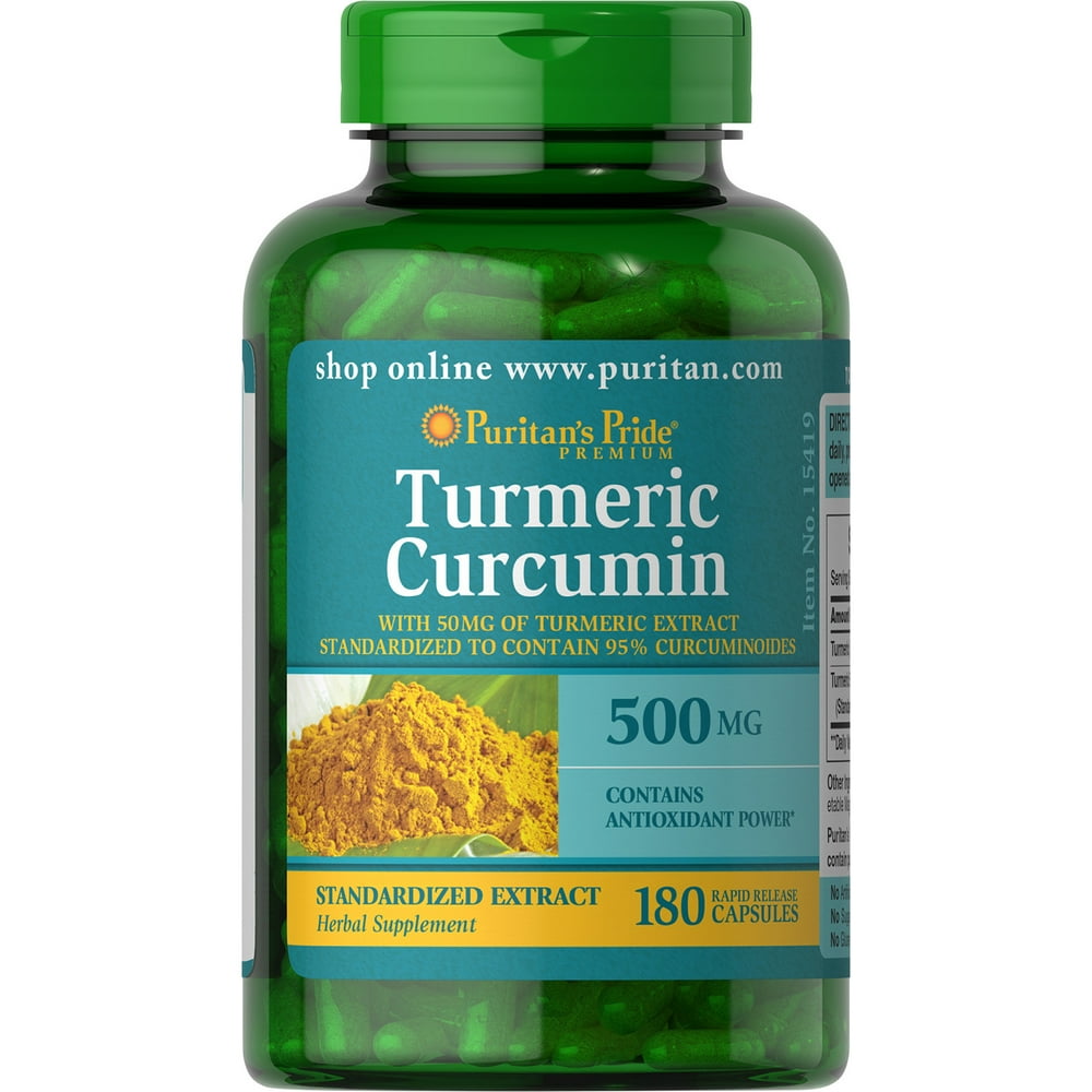 Puritan's Pride Turmeric Curcumin 500 mg-180 Capsules - Walmart.com ...