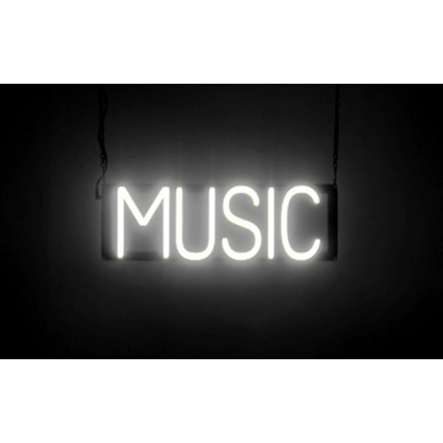 SpellBrite MUSIC LED Sign for Business. 19.1" x 6.3" White MUSIC Sign ...