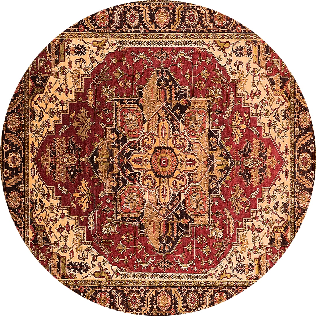 Ahgly Company Indoor Round Persian Orange Traditional Area Rugs, 5 ...
