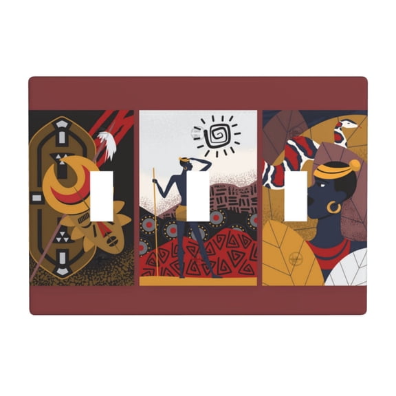 Metal Light Switch Plate Cover Safari African Tribal Art Pattern Teal ...