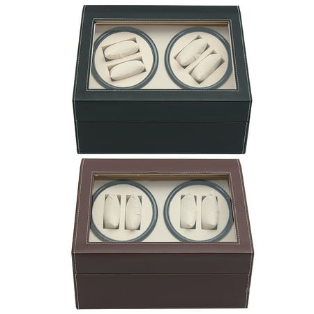 10 Grid Automatic Watch Winder Rotator PU Leather Storage Case Display ...