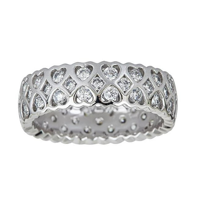 YGI SRZ3505-8 Sterling Silver Infinity Hearts Eternity Ring - 8 ...