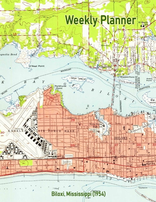 Weekly Planner : Biloxi, Mississippi (1954): Vintage Topo Map Cover ...