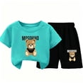 SGFCWSX Boys Girls 2 Piece Outfits Cute Teddy Bear Print Short Sleeve T ...