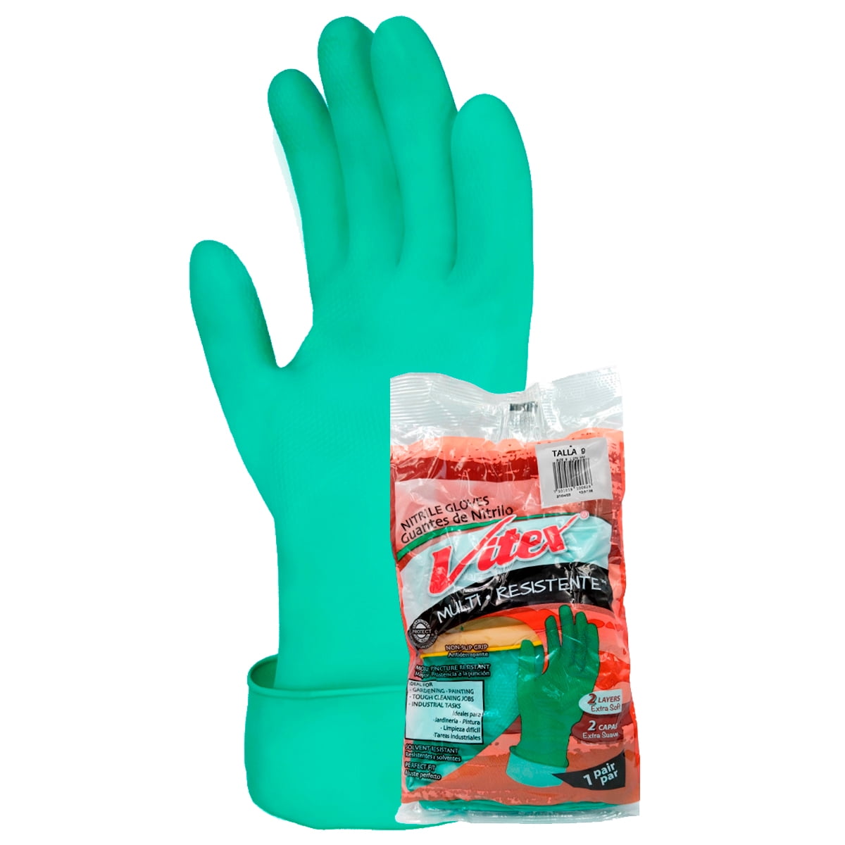 Guante de nitrilo talla 9 VITEX Multiresistente | Walmart en línea