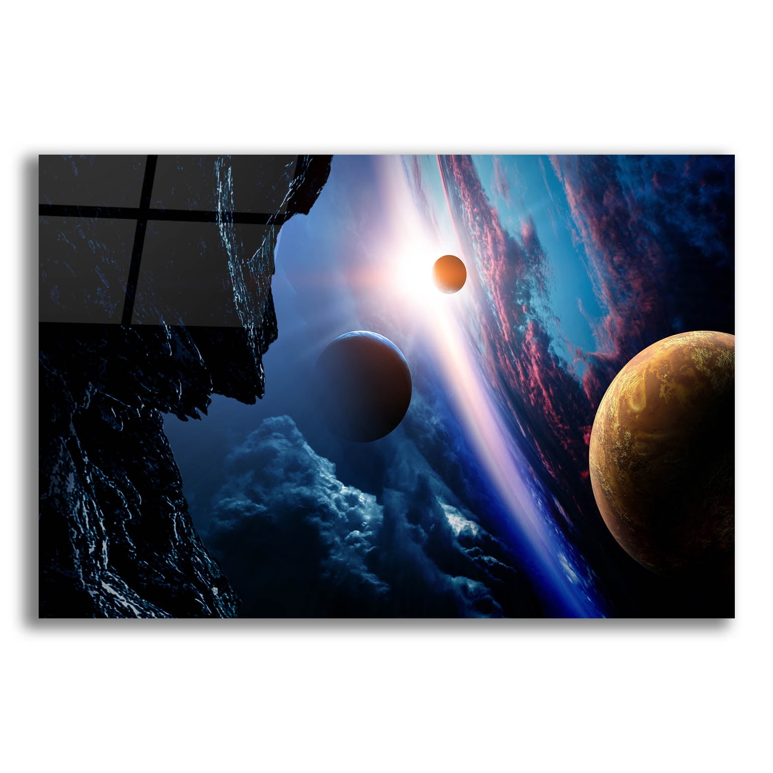 Epic Art 'Space With Planets' by Epic Portfolio, Acrylic Glass Wall Art ...
