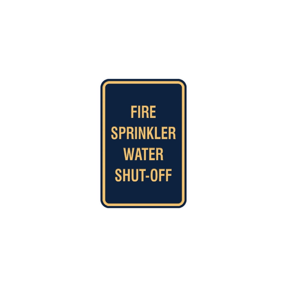 Portrait Round Fire Sprinkler Water Shut-Off Sign (Navy Blue/Gold ...