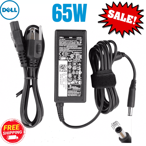 Dell Laptop Charger, 19.5V 3.34A 65W AC Power Adapter, OEM Used, Fully ...