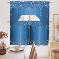 3 Pieces Swag Kitchen Curtains Set, Modern Blue Valance Swag & Small ...