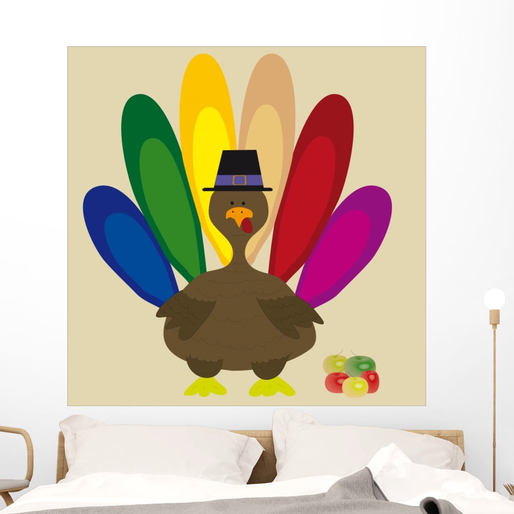 Thanksgiving Day Turkey Wall Mural by Wallmonkeys Peel and Stick ...