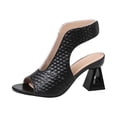 Samdudou Chunky Heel Sandals for Women Open Toe Geometric Block Heel ...