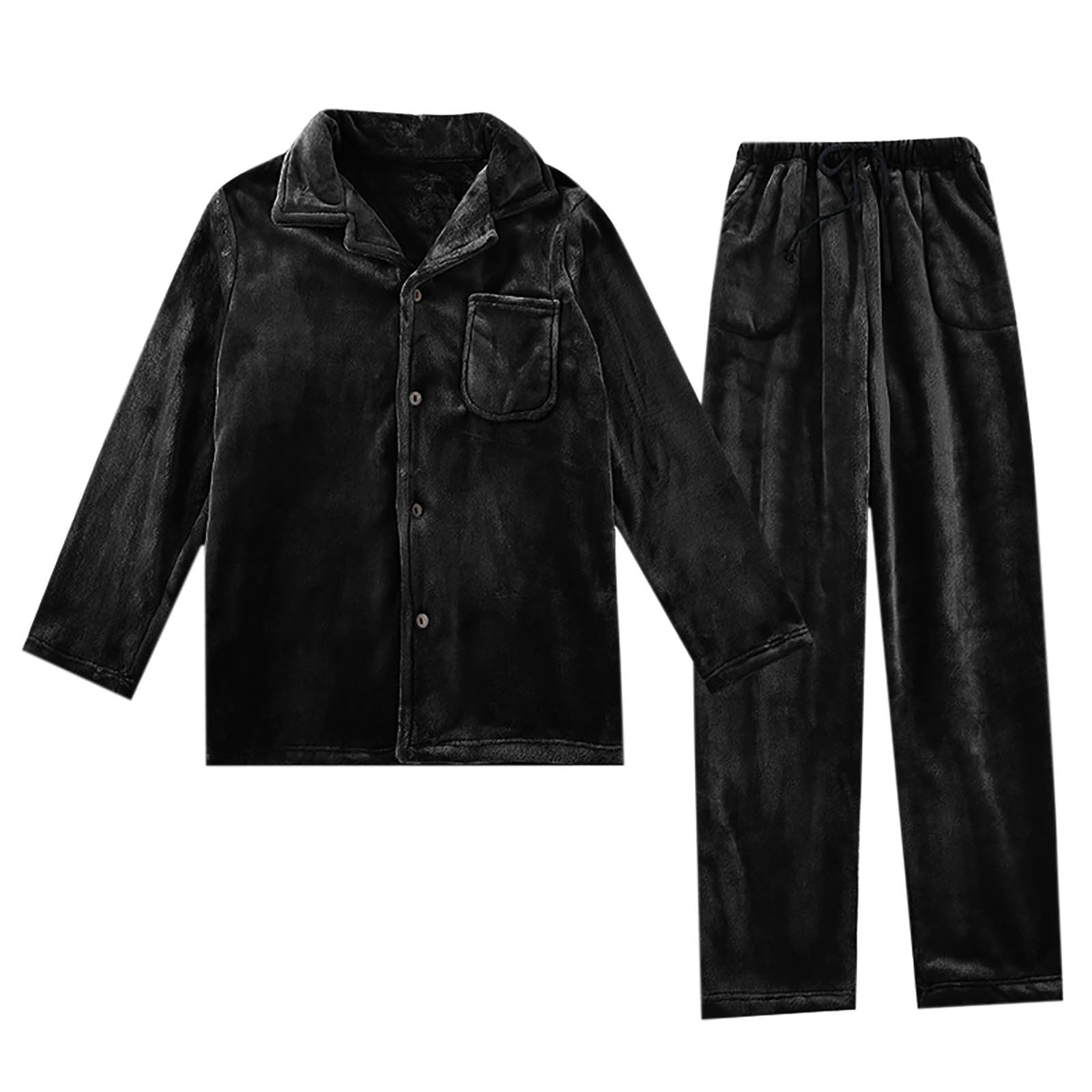 Click here for Shtxozhi Mens Fleece Pajamas Set Fuzzy Button Down... prices