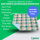 Essential Medical Supply Quik-Sorb 34" x 36" Plaid Quilted Reusable ...