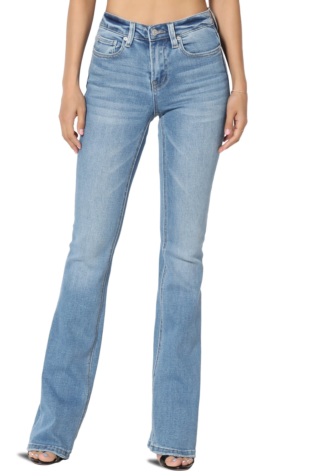 Themogan Womens Versatile Vintage Washed Stretch Denim Mid Rise Slim