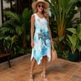 Binienty Watercolor Sea Turtle Sleeveless Sundress, Side Pockets ...