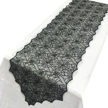 AFUADF 2024New Halloween Spiderweb Tablecloth Black Lace Spider Party Table Decor Curtain ...