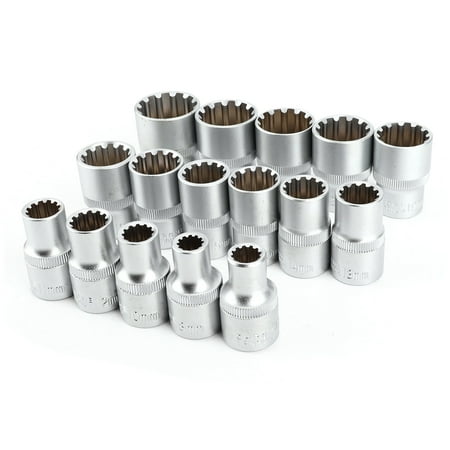 1/2in Dr Spline Socket 16pcs 1/2in DR. SAE/METRIC Spline Socket Set ...