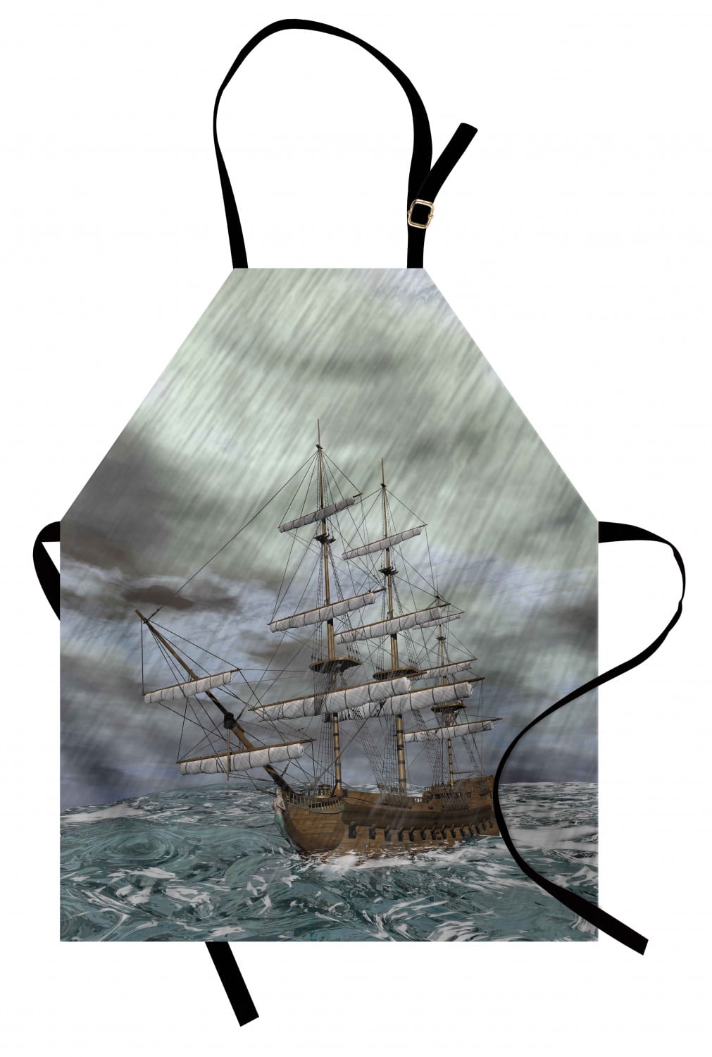 Nautical Apron Old Ship on the Ocean in Wave Rainy Stormy Weather ...