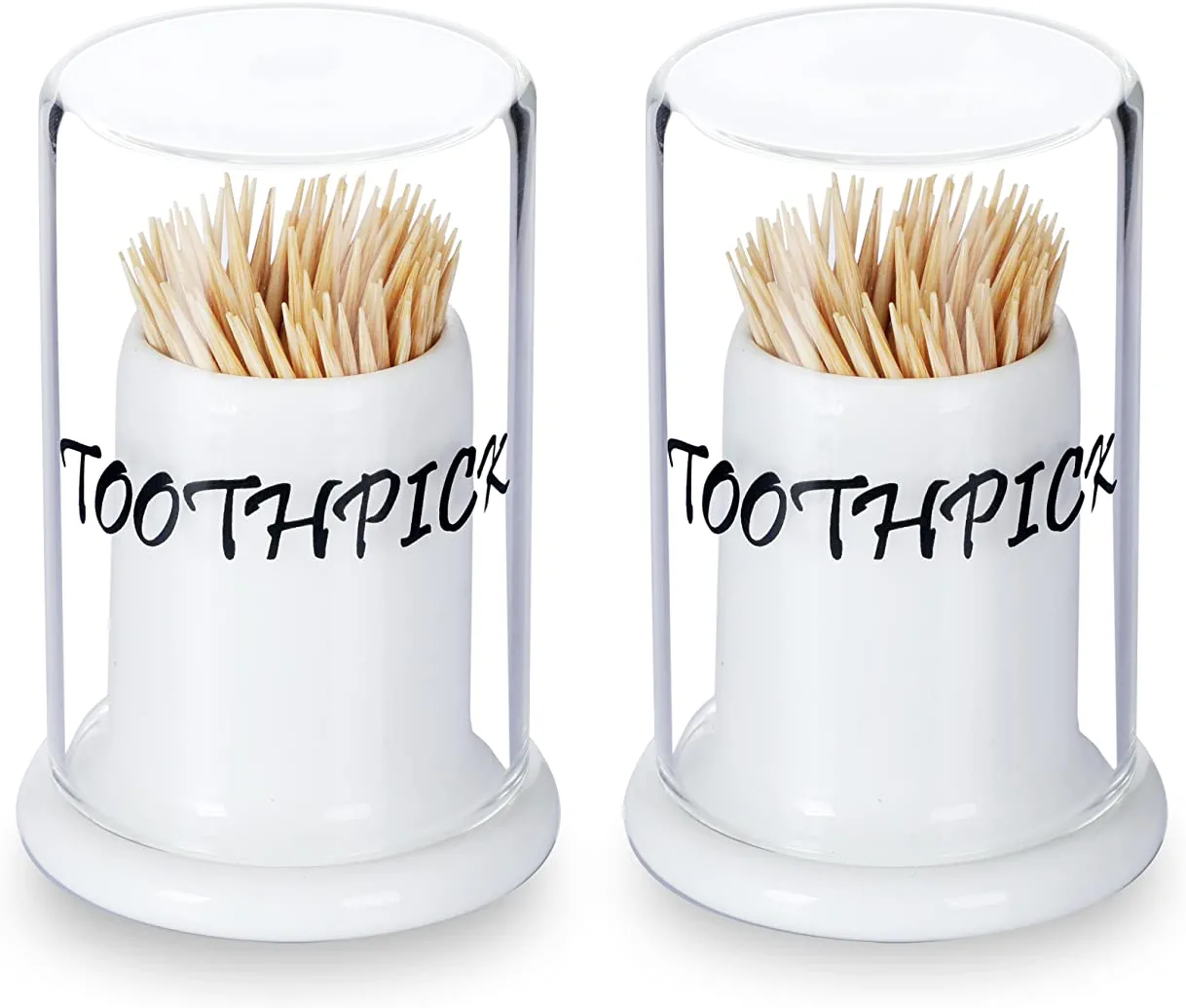 Porcelain Toothpick Holder Dispenser with Glass Lid Set of 2 - Walmart.com
